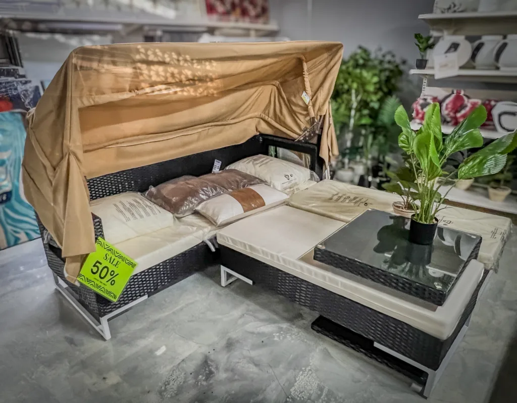 OUTDOOR PATIO RATTAN + METAL SOFA - Dunn's