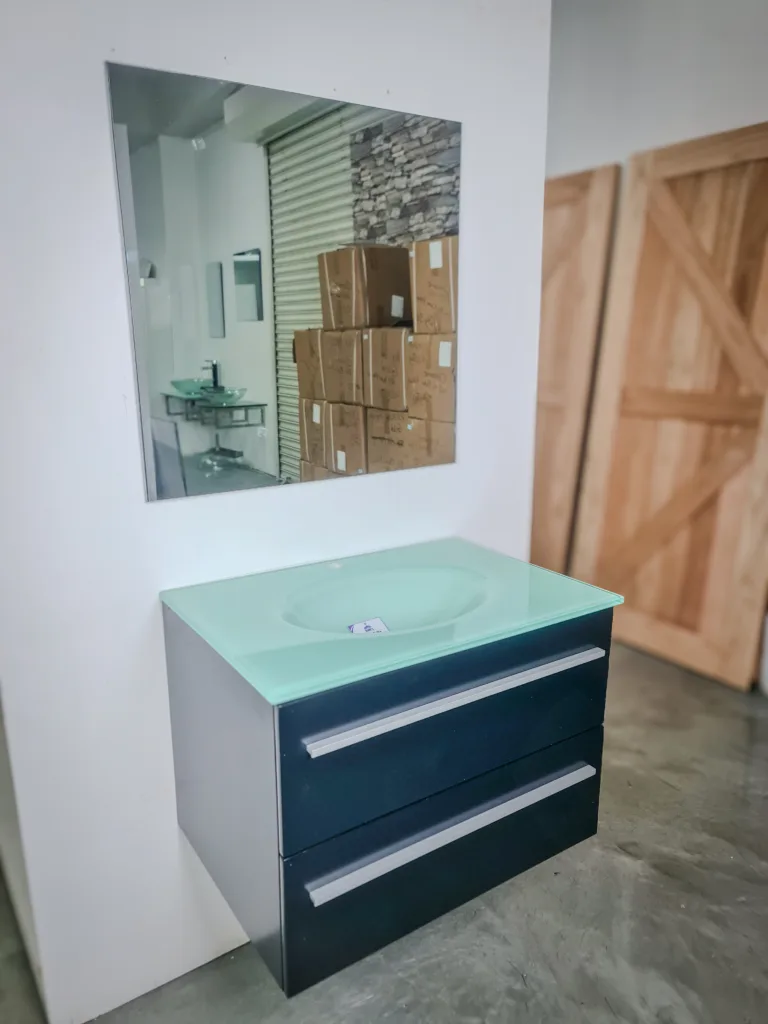 WALL-MOUNTED VANITY WITH GLASS BASIN – SPACE-SAVING & ELEGANT - Dunn's