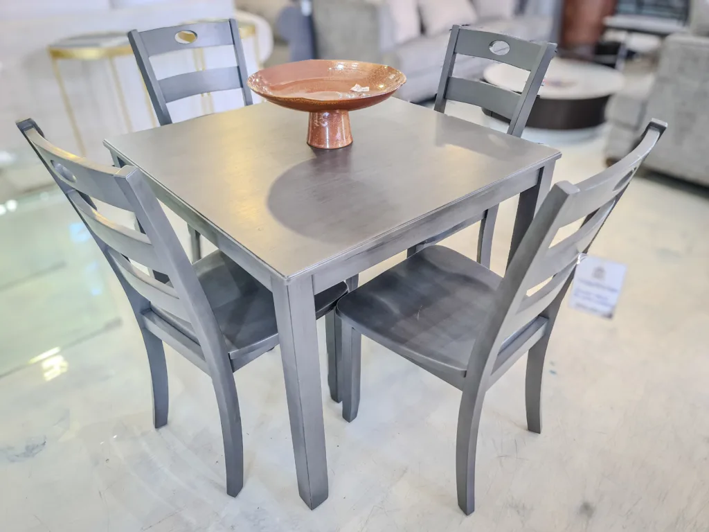 GREY WOODEN DINING TABLE SET – 5-PIECE COMPACT DESIGN - Dunn's