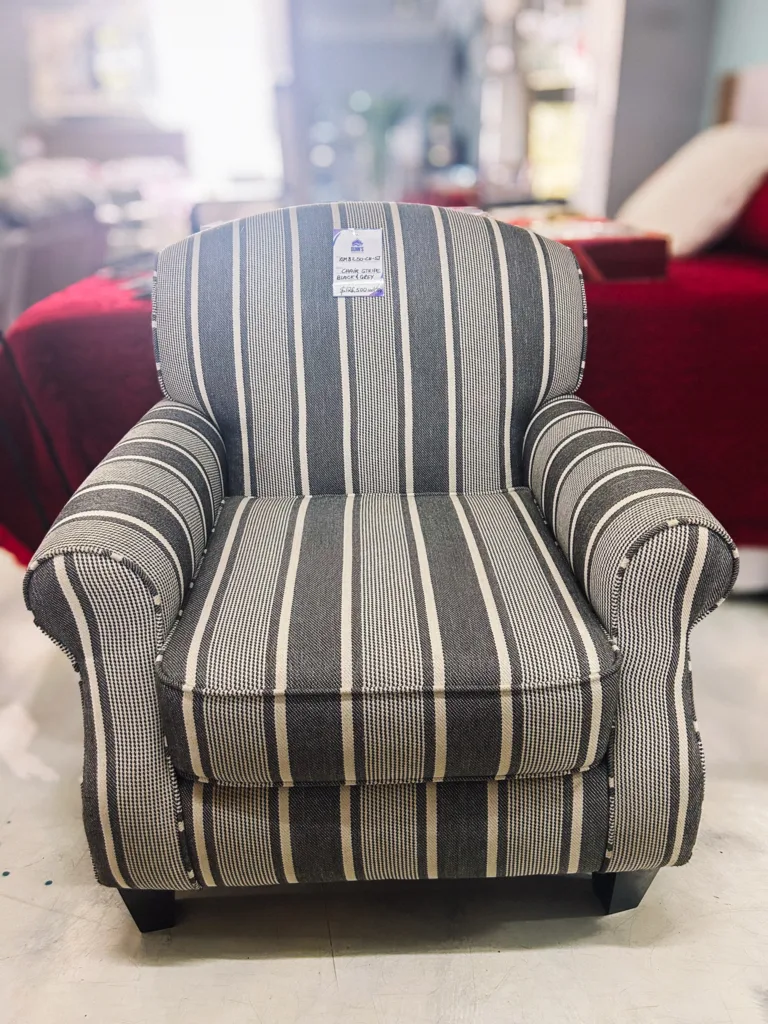 Black and Grey Stripe Chair - Dunn's
